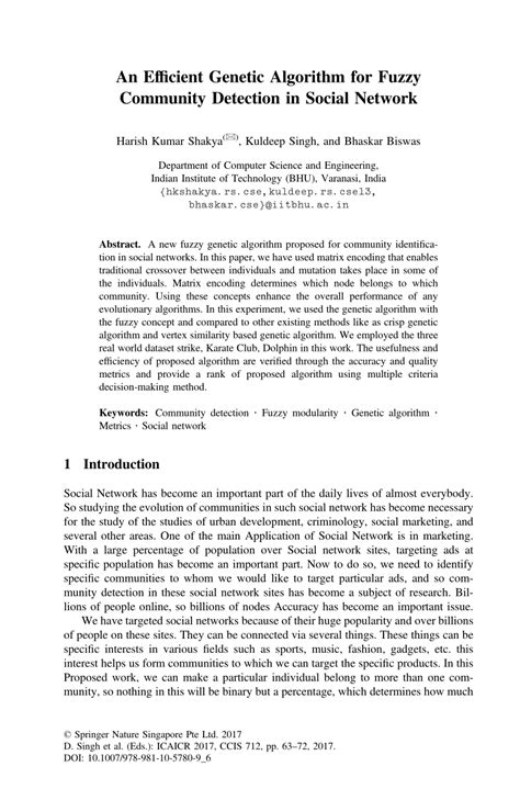pdf an efficient genetic algorithm for fuzzy community detection in