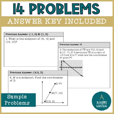 Partitioning Line Segments Midpoint Endpoints Circuit Self Checking Worksheet