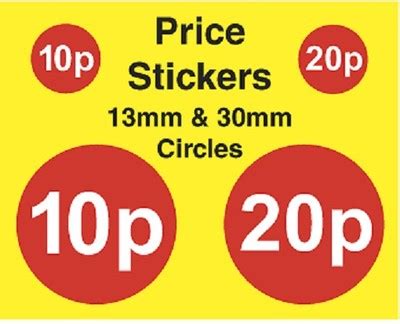 13mm And 30mm Bright Red Price Point Stickers Sticky Labels Swing Tag