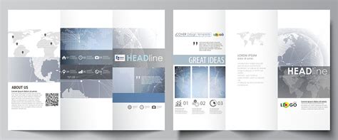 두 크리에이 티브 트라이 배 브로셔 커버 디자인 비즈니스 서식 파일의 편집 가능한 레이아웃의 최소한의 추상적인 벡터 일러스트 미래 네트워크 셰이프를 추상화 합니다 첨단 기술
