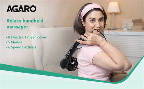 Agaro Relaxo Electric Handheld Full Body Massager With 8 Massage Heads
