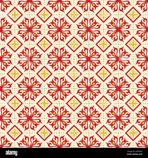 Tile Seamless Pattern Floral Decorative Background Design Wall Motif Design Tile Vector Stock