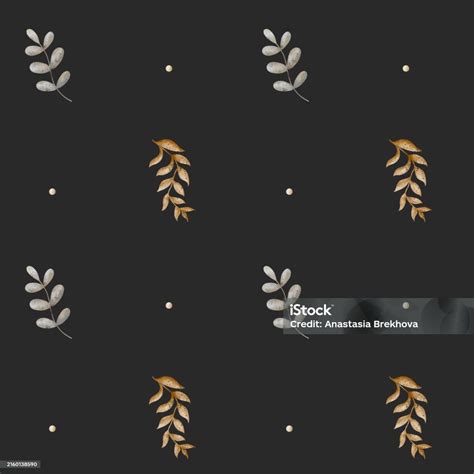 패턴 나뭇 가지 조류 어두운 배경에 수채화 스타일의 진주 직물 직물 포장 카드 포스터를 위한 빈티지 미니멀리스트 일러스트레이션 0명에 대한 스톡 벡터 아트 및 기타 이미지