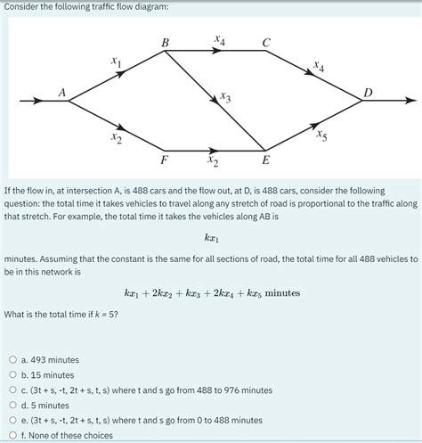 Solved Consider The Following Traffic Flow Diagram If The