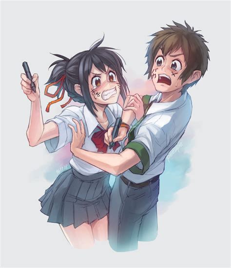 Mitsuha And Taki By Peeape On Deviantart