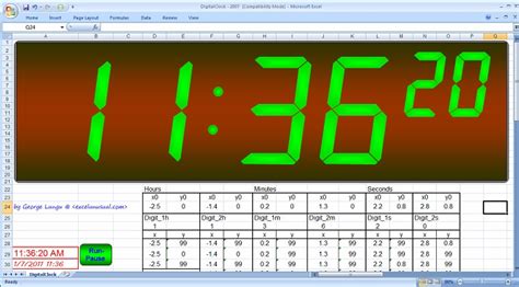 Digital Clock Model An Excel 2007 Adaptation Excel Unusual
