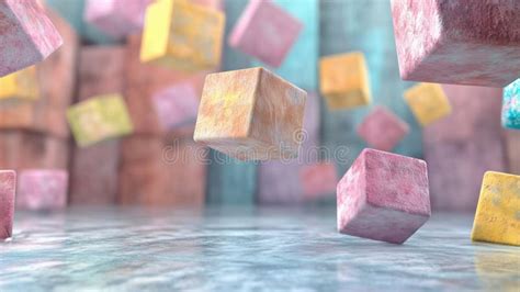 Floating Colorful Cubes In Abstract Space Vibrant Textures And Reflections Stock Image Image