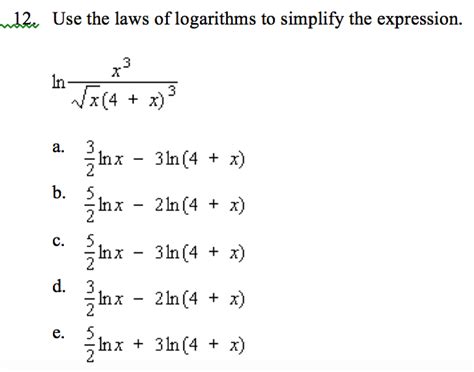 solved use the laws of logarithms to simplify the