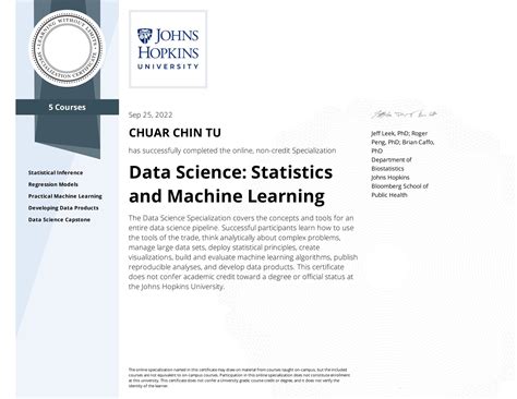 Certified Statistics And Machine Learning Specialization Eric Chuar