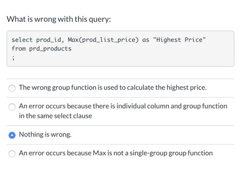 Solved What Is Wrong With This Query Select Prod Id Chegg Com