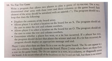 Solved Write A Program To Play Tic Tac Toe The Requirements