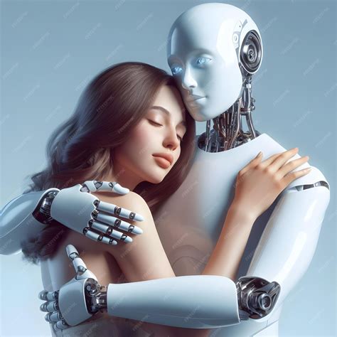 Premium Ai Image Robot And Woman Hugging