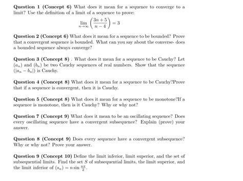 Solved Question 1 Concept 6 ﻿what Does It Mean For A