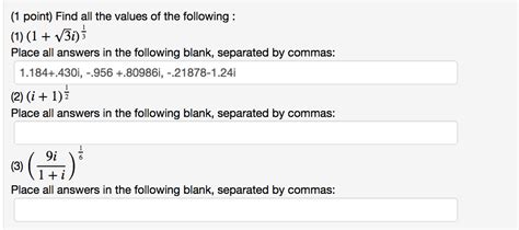 Solved Find All The Values Of The Following Chegg