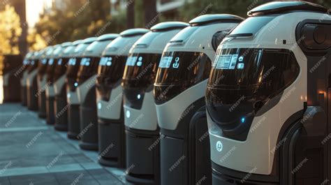 Futuristic Aicontrolled Recycling Robots Sorting Materials In Public