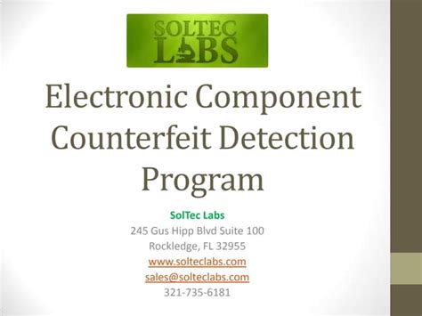 Soltec Labs Counterfeit Detection Program Overview Ppt