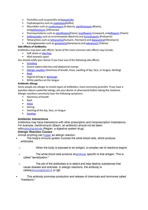 Antibiotik Lecture Notes About Antibiotic Penicillins Such As Penicillin Andamoxicillin