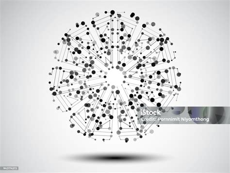 추상적인 기술 배경입니다 기하학적 연결 선 고 점입니다 연결 과학 및 기술입니다 분자 구조 Dna 또는 신경 구성 그래픽