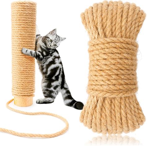 Kdaoqn Cat Scratcher Replacement 14 Inch Natural Hemp Rope For Scratching Post