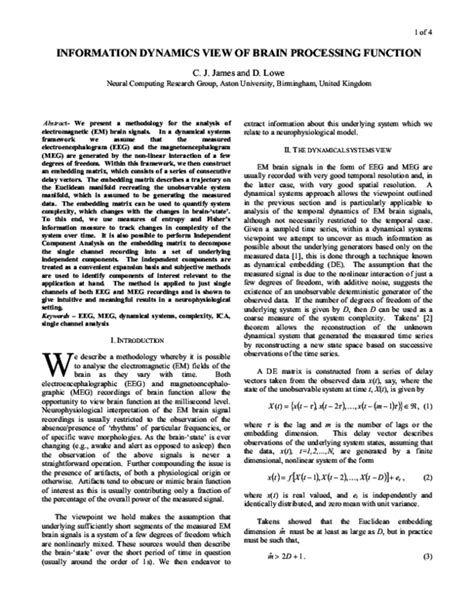 pdf dynamical systems analysis of brain signals