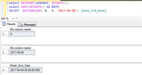 Get Week Start Date And Week End Date Using Sql Server