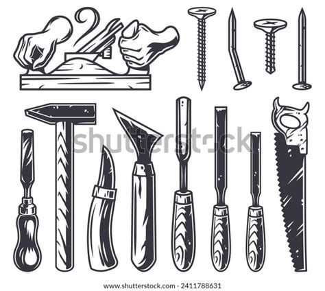 Set Carpentry Chisel Tools Wood Jointer Stock Vector Royalty Free