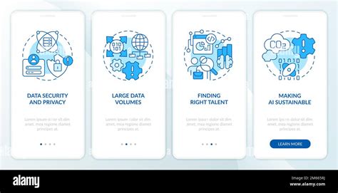 Data Science Challenges Blue Onboarding Mobile App Screen Stock Vector