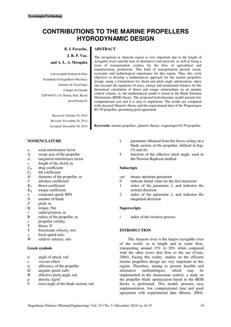 Pdf Contributions To The Marine Propellers Hydrodynamic Design