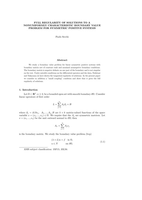 Pdf Full Regularity Of Solutions To A Nonuniformly Characteristic
