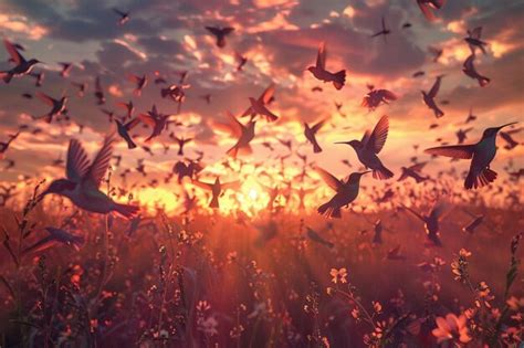 Premium Photo Swarm Of Hummingbirds Creating Intricate Patterns