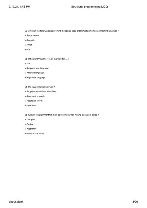 SOLUTION Structural Programming Mcq Studypool