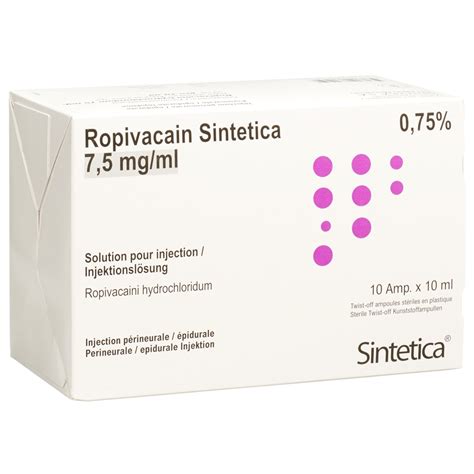 Ropivacaine Sintetica Inj Lös 75 Mgml 10ml Ampullen Amp 10 Stk Sun