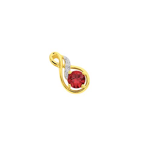 9ct Gold Created Ruby And Diamond Pendant In Red Prouds