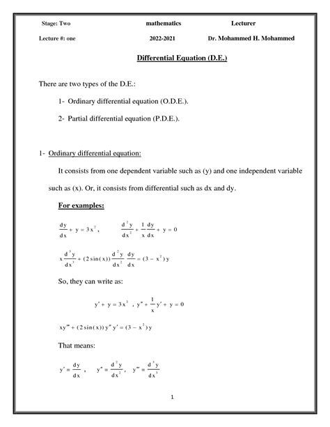 Solution Differential Equation Studypool