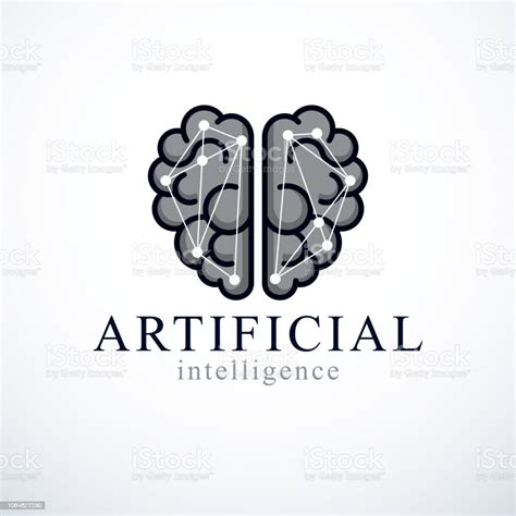 인공 지능 개념 벡터 기호 디자인입니다 인간의 해 부 두뇌 전자 기술 요소 아이콘입니다 스마트 소프트웨어 지능형 기계와 컴퓨터 프로그램의 미래 아이디어 감정에 대한 스톡