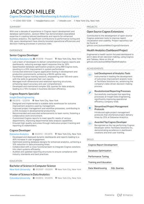 Cognos Developer Resume Examples Guide For