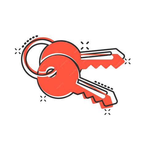 Premium Vector Key Icon In Comic Style Password Cartoon Vector