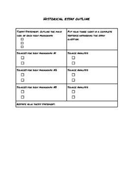 Historical Essay Outline By Alexis Williams Tpt