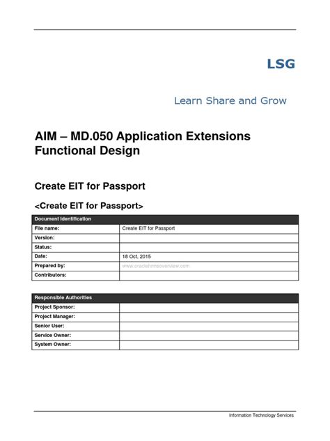 Md50 Create Eit For Passport Oracle Database Passport