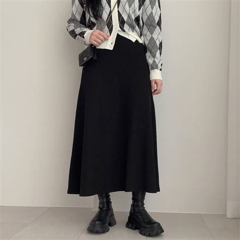 하비언니 7204 3천장돌파 허리밴딩 플레어 롱스커트6color 위시버킷