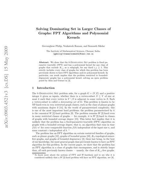 pdf solving dominating set in larger classes of graphs fpt