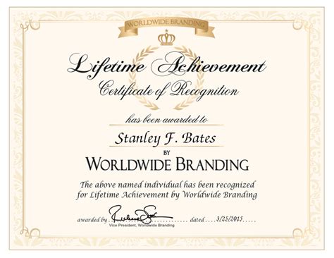 Stanley F Bates Whos Who Lifetime Achievement