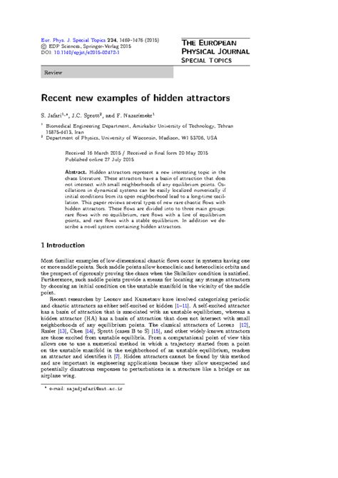 Paper 439 Hidden Attractor Eur Phys J Special Topics 224 1469