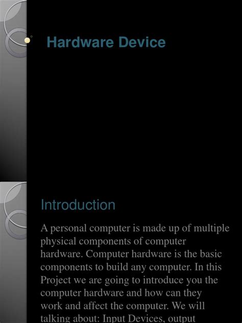 Hardware Devices Pdf Computer Data Storage Input Output