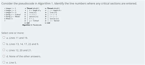 Solved Consider The Pseudocode In Algorithm 1 Identify The