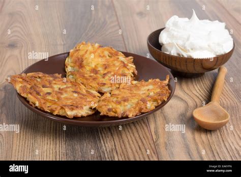 Potato Pancakes Draniki With Sour Cream The National Dish Of