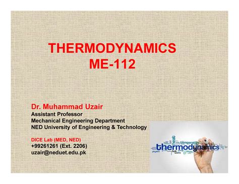 Lecture THERMODYNAMICS AND ENGINEERING Warning TT Undefined Function THERMODYNAMICS