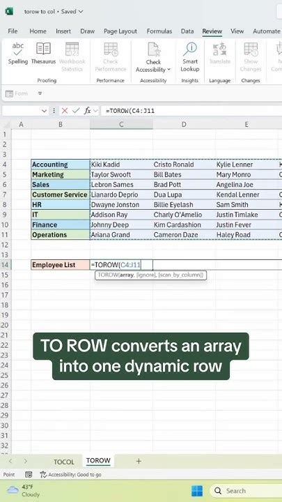 torow function excel exceltutorial exceltricks exceltips viral