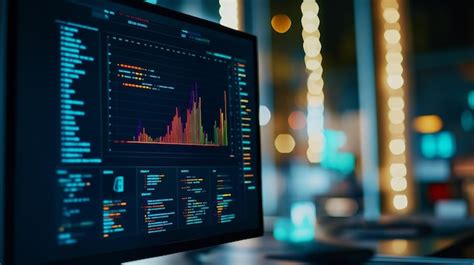 Data Analysis Dashboard On Computer Screen Showcasing Trends Charts And