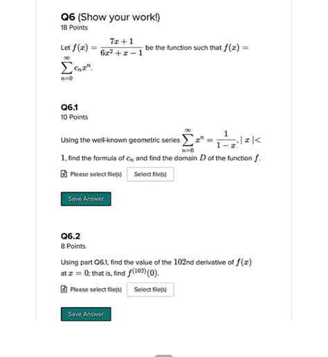 Solved Q6 Show Your Work 18 Points 73 1 Be The Function